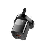 China Essager 33W UK Plug PD Fast Charger with Digital Display - Dual USB-C Ports Travel Wall Charger for sale