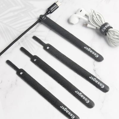 China Essager Nylon Velcro Desk Cable Organizer 15cm Length with Adhesive Backing for Office and Home Use for sale