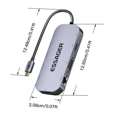 China Essager 11-in-1 USB-C Hub with 100W PD Fast Charging and 5Gbps Data Transfer for MacBook and Laptops for sale