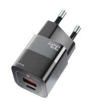 China Essager 33W PD Fast Charger with Digital Display USB + Type-C Port EU Plug for sale