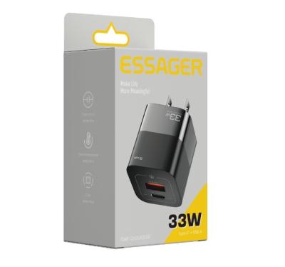 China Essager 33W Dual Quick Travel Charger with Digital Display - PD QC 3.0 USB A Type C 5V 4A Wall Charger for sale