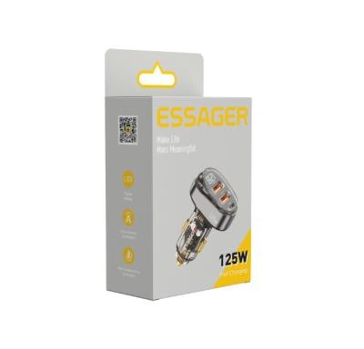 China Essager 125W Transparent Car Charger with Digital Display 2 USB Type-C Fast Charging QC4.0+ PD3.0 for sale