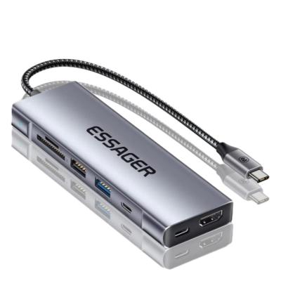 China Essager 8-in-1 USB-C Hub with M.2 SSD Enclosure 10Gbps Data Transfer and 100W PD Charging for sale