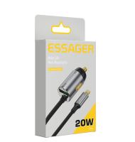 China Essager PD 20W 2-Port Car Charger with 1.5m Cable - Fast Charging QC3.0 PD3.0 Adapter for sale