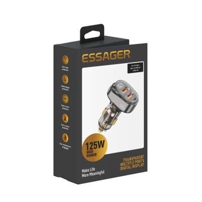 China Essager 125W Fast Car Charger with Digital Display - 2 USB-A & 1 USB-C Ports for Multiple Device Charging for sale