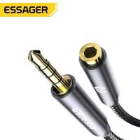 China Essager 3.5mm Male to Female AUX Audio Cable with 24K Gold-Plated Connectors and Braided Design for Headphones and Microphone for sale