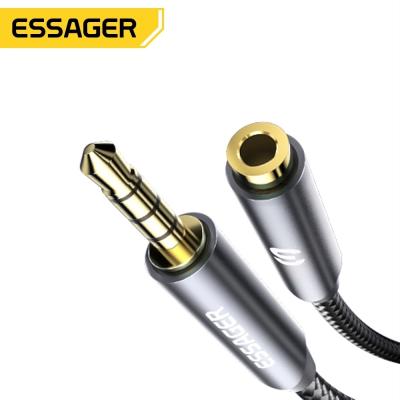 China Essager 3.5mm Male to Female AUX Audio Cable with 24K Gold-Plated Connectors and Braided Design for Headphones and Microphone for sale