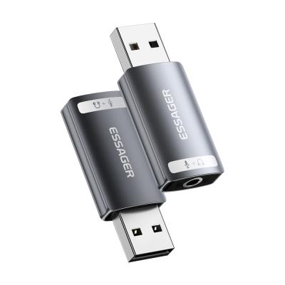 China ESSAGER ES-OTG21 USB A to 3.5mm Audio Adapter with Microphone Support - 21cm³ Package Size, 0.020kg Weight for sale