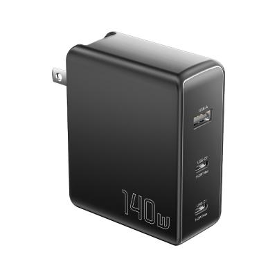 China Essager 140W GaN Charger with 3 Ports - 2 USB-C and 1 USB-A for Fast Mobile Device Charging for sale