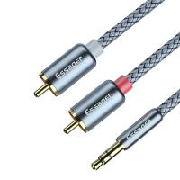 China Essager 3.5mm to 2-Male RCA Stereo Audio Cable 1M 2M 3M 5M Length Options with Custom Logo for sale