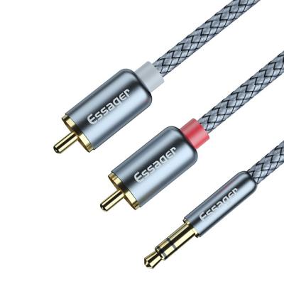 China Essager 3.5mm to 2-Male RCA Stereo Audio Cable 1M 2M 3M 5M Length Options with Custom Logo for sale