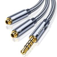 China Essager 3.5mm Braid Shielding Audio Adapter 2-in-1 with Microphone Support for Professional Audio Systems for sale