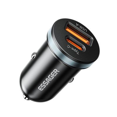 China ESSAGER ES-CC12 30W Dual Port Car Charger with QC3.0 PD3.0 Fast Charging for 12-24V Vehicles for sale