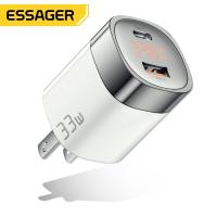 China Essager 33W A+C Dual Port LED Digital Display GaN Wall Charger US Standard for sale