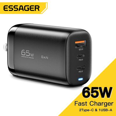 China Essager USB C + A GaN Wall Phone Fast Charger 65W for sale