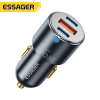 China Essager 60W 66W PD Quick Charge Car Charger for 12V 24V EV Vehicles with Type-C USB-A Ports for sale