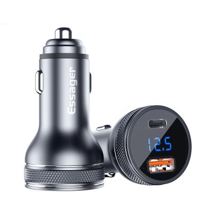 China Essager 36W Dual USB-C Car Fast Charger with PD 3.0 QC 3.0 Support and Voltage Display for 12V-24V Vehicles for sale