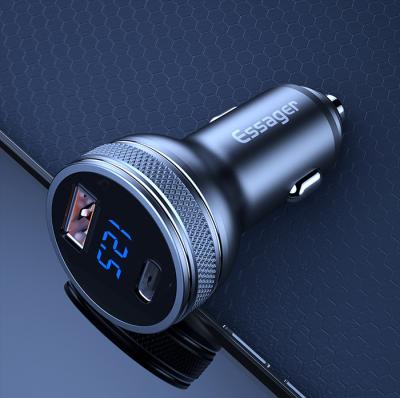 China ESSAGER PD3.0 QC3.0 36W LED Digital Display USB C Car Chargers Dual Port for sale