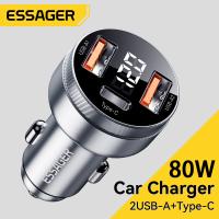 China Essager  80W 3 In 1 USB A Type C Fast Car Charger Aluminum Alloy Digital Display for sale