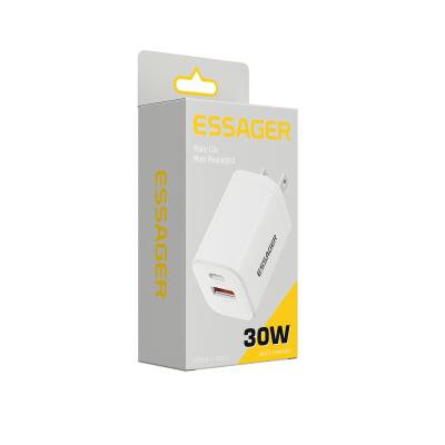 China Essager 30W Fast Charger with PD+QC Technology | 100-240V Input | EU/US/UK Plug Compatibility for Mobile Devices for sale