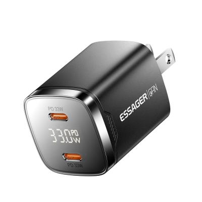 China ESSAGER ES-CD45 33W GaN Charger Dual USB C PD Power Adapter with PPS QC4.0 Fast Charging for sale