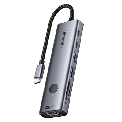 China ESSAGER ES-HB03 7-in-1 USB-C Hub with 5Gbps Data Transfer, 4K HDMI Output and 100W PD Charging for Laptops and Mobile Devices for sale