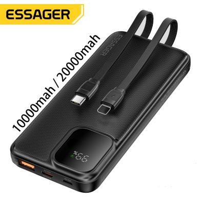 China ESSAGER ES-D023 22.5W Digital Portable Power Bank with 10000mAh Capacity and Built-in Cable for sale