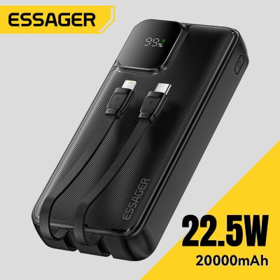 China ESSAGER ES-D023 22.5W Digital Portable Power Bank 20000mAh with Fast Charging Cable for Smartphones Tablets for sale