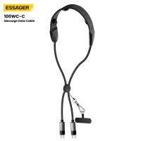 China ESSAGER ES-X72 2-in-1 Massage Charging Cable 100W PD 5A Type-C to Type-C 1.5m Data Cable for sale