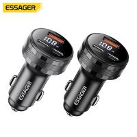 China ESSAGER ES-CC25 QC18W USB-A Dual PD45W USB C Car Phone Charger Adapter With Digital Display for sale