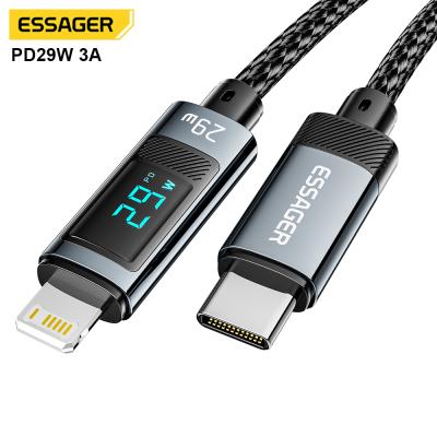 China ESSAGER ES-X47 29W 3A USB-C to Lightning Cable with Digital Display - 1m/2m Fast Charging for iPhone for sale