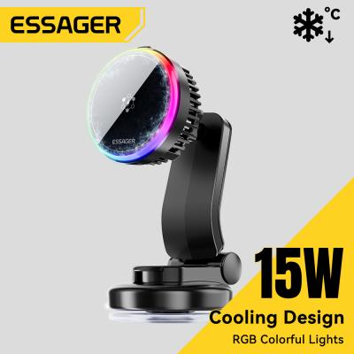 China ESSAGER T2 15W Wireless Fast Charging Vacuum Suction Magnetic Car Phone Holder 360 Rotation for sale