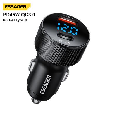 China 45W PD QC 3.0 USB C Car Charger with Digital Display for sale
