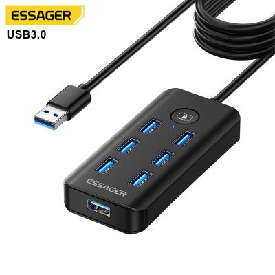 China Essager ES-HB04 7-Port USB 3.0 Hub with 5Gbps Data Transfer and 1m Cable for Laptop PC for sale
