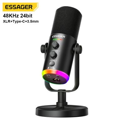 China ESSAGER YU7 USB C Streaming Microphone with 48KHz/24bit Audio, 3.5mm & XLR Ports for Gaming Podcast Recording for sale