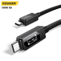 China ESSAGER ES-X74 100W 5A Usb C to Usb C Data Cable With Led Display for sale