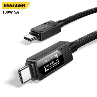 China ESSAGER ES-X74 100W 5A Usb C to Usb C Data Cable With Led Display for sale