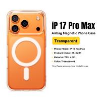 China ESSAGER ES-KZ21 iPhone 17 Air Pro Max Transparent Magnetic Case with 4-Corner Airbag Protection and Wireless Charging for sale