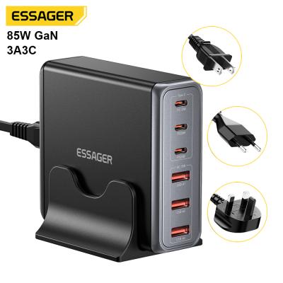 China 85W GaN Desktop Charger 6 Port 3C3A Fast Charging Station for sale