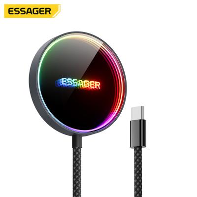 China ESSAGER ES-WC17 15W Magnetic Wireless Charger Rgb Light For Phone Earphone for sale