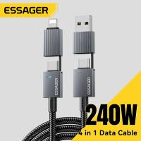China ESSAGER ES-X80 240w 4 In 1 Usb Type C Lightning Fast Charging Data Cable Braided 1m 2m for sale