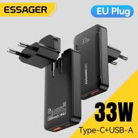 China ESSAGER ES-CD61 Usb Type C 33W PD Ultra Thin Gan Fast Charger Dual Port US UK EU Plug for sale