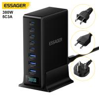China ESSAGER ENCC-888 380W 8 Port Desktop Usb Type C Gan Fast Charger Station for sale