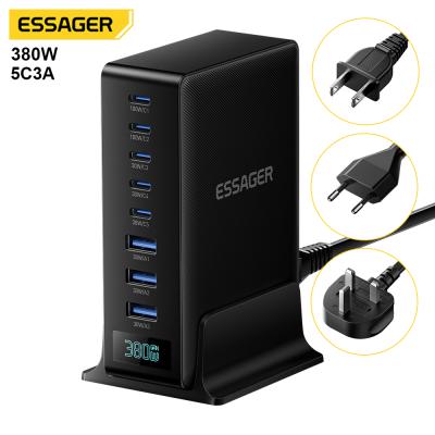China ESSAGER ENCC-888 380W 8 Port Desktop Usb Type C Gan Fast Charger Station for sale