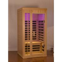 China Deluxe 1 Person Steam Room Solid Wood Personal Sauna Room Infrared With LED Color Lights for sale