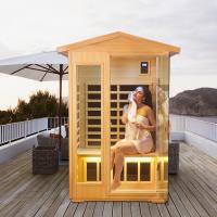 China Solid Wood Infrared Sauna Room 2 Person Outdoor Steam Room For Wellness for sale