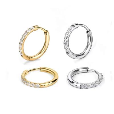 China 316L Surgical Stainless Steel Hinged Clicker Ring with Pave Cubic Zirconia Stones for Piercing Jewelry for sale