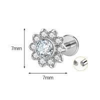 China Luxury Crystal Flower Halo Labret Stud – Gold PVD Finish G23 Implant Grade Titanium Cartilage Helix Tragus Piercing for sale