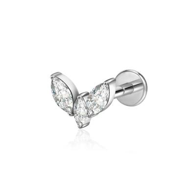 China Luxury Triple Marquise Crystal Butterfly Labret Stud – Gold PVD Finish for sale