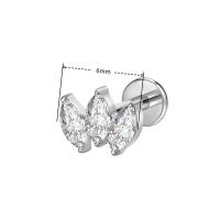 China Luxury Triple Marquise Crystal Labret Stud – Gold PVD Finish G23 Implant Grade Titanium Cartilage Helix Tragus for sale